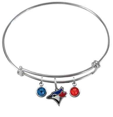 Toronto Blue Jays Wire Bangle Charm Bracelet Crystal Gems PICK YOUR ...