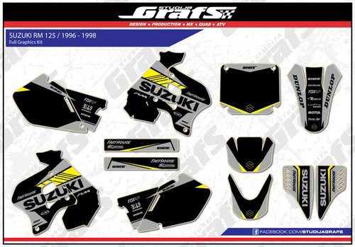 1996 1997 1998 RM 125 Graphics Kit For SUZUKI 125RM RM125 Decals ...