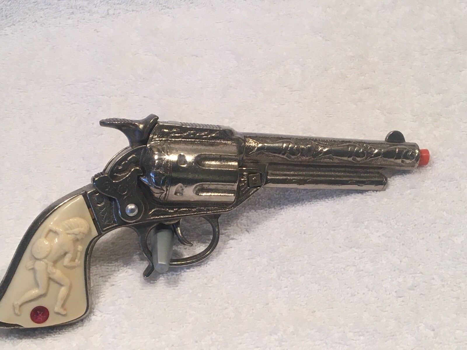 Vintage 1940s Stevens “Cowboy King” toy cap gun cast nickel repeater ...