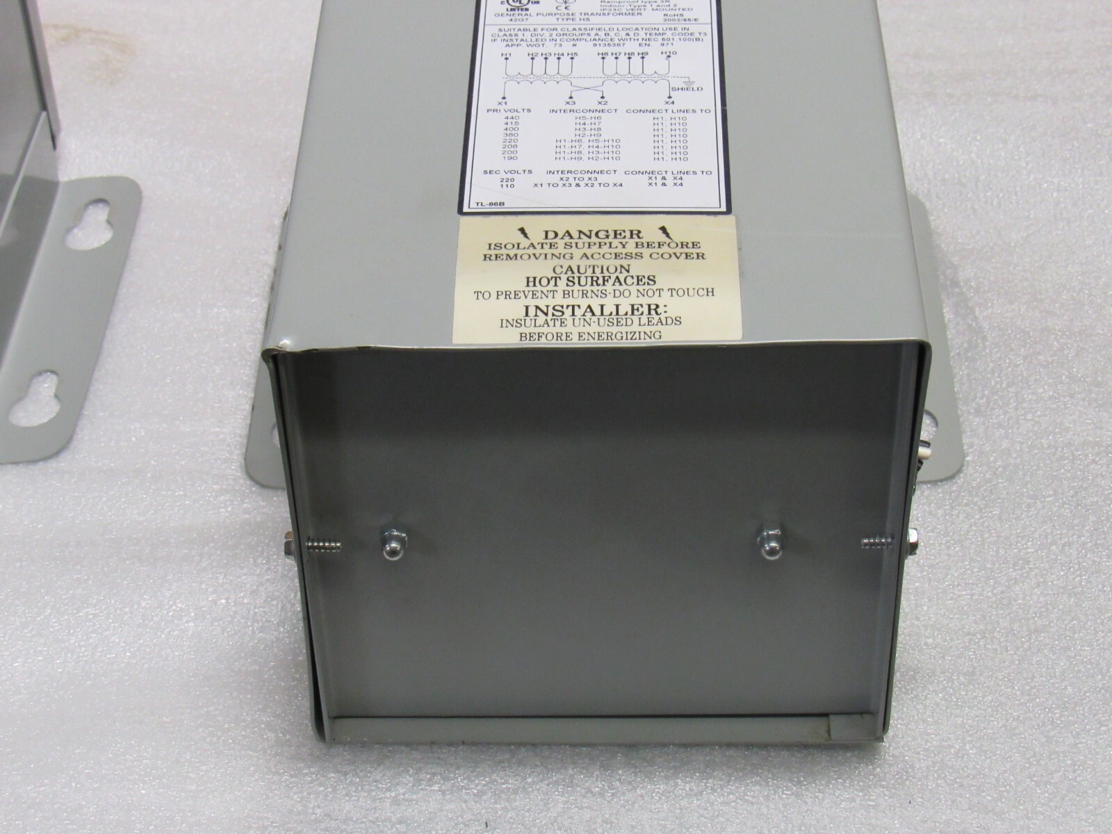 EGS HEVI-DUTY TRANSFORMER HS14F3BS 3KVA 1PH 190/220X380/440V PRI 110 ...