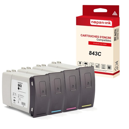 NOPAN-INK - x4 Cartouche compatible pour HP 843C Noir + Couleur | eBay