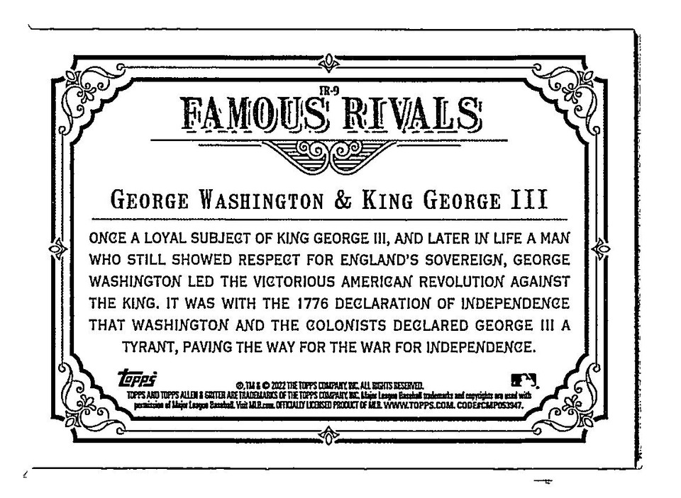 2022 Topps Allen & Ginter King George III George Washington FR-9 Famous ...