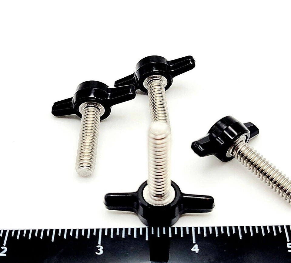 M6 Thumb Screw T Bolts Black Plastic Tee Wing Knob Stainless Steel 6mm ...