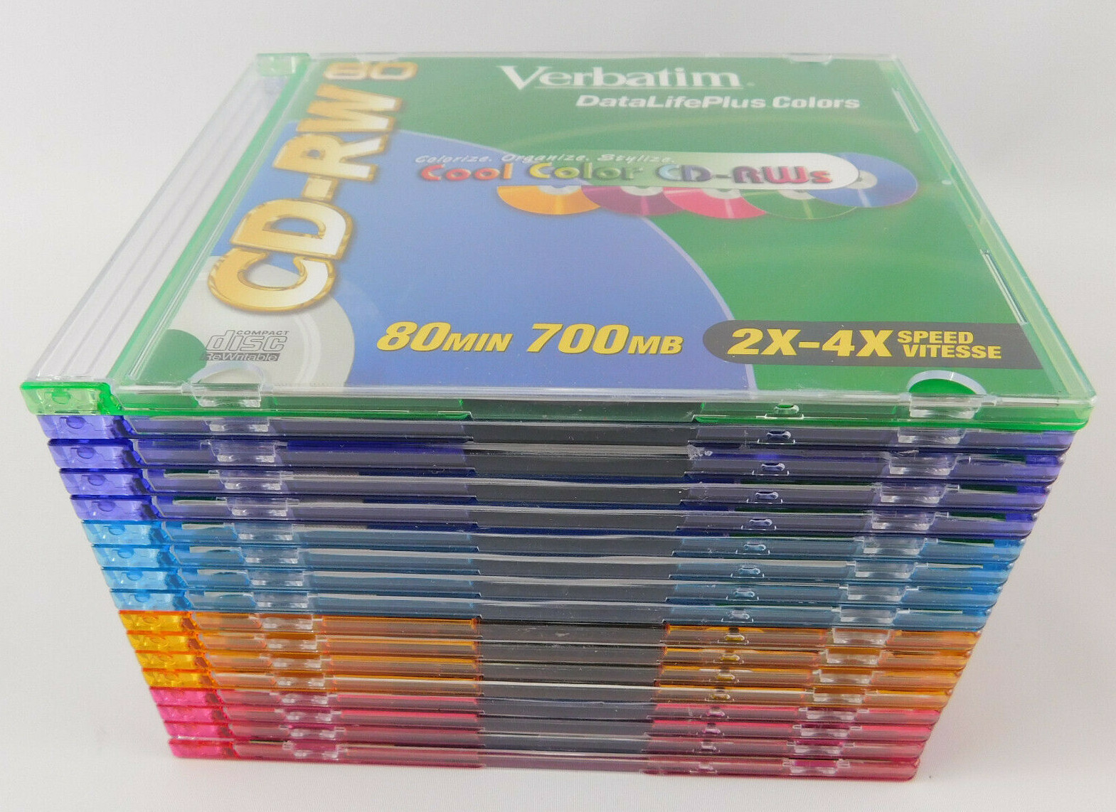LOT OF 17 - Verbatim Cool Color CD-RW Blank CDs 80 Min 700MB-Slim Cases ...