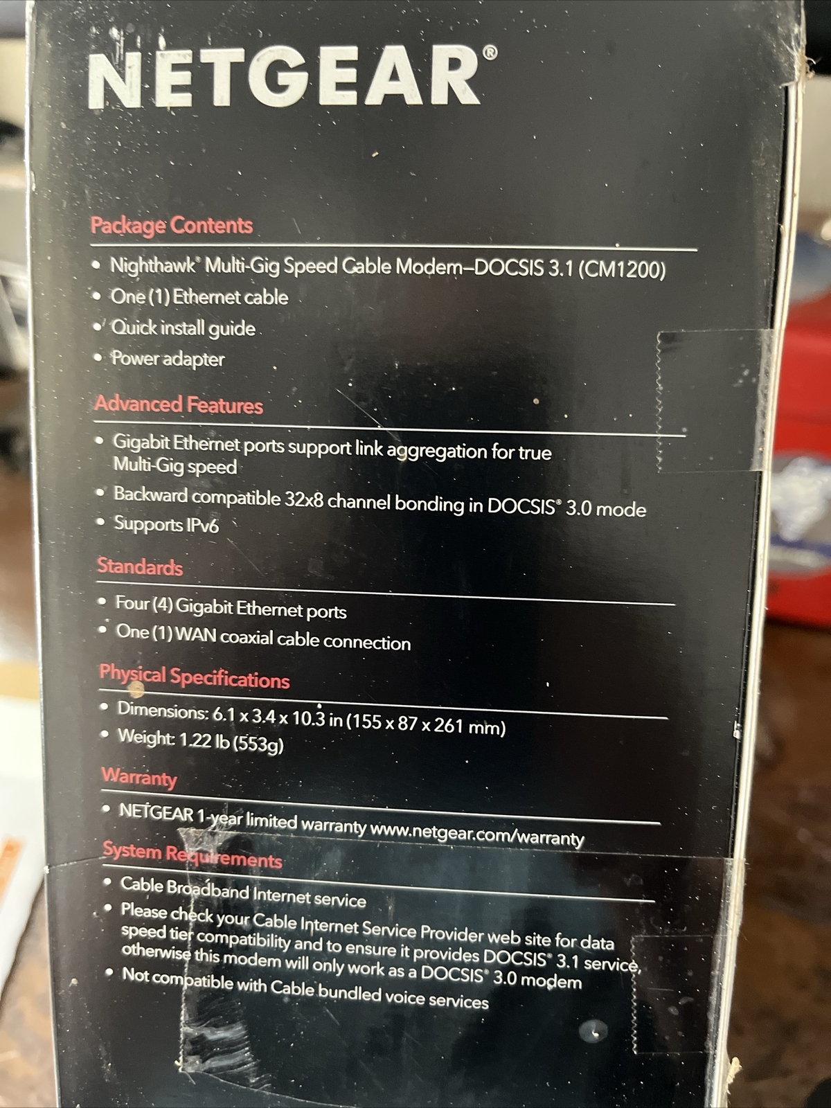 NETGEAR Nighthawk CM1200-100NAS DOCSIS 3.1 Cable Modem 606449140750| eBay