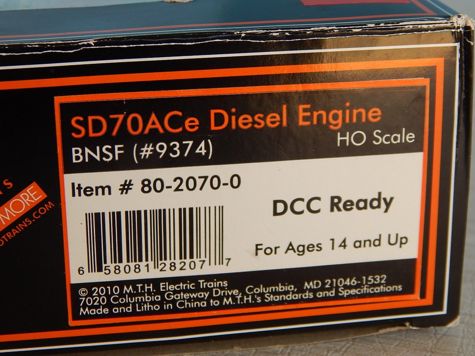 HO MTH 80-2070-0 BNSF SD70ACe Diesel #9374 New | eBay