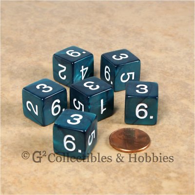NEW Set of 6 Pearlized Emerald Green Numbered D6 Six Sided RPG D&D Game ...