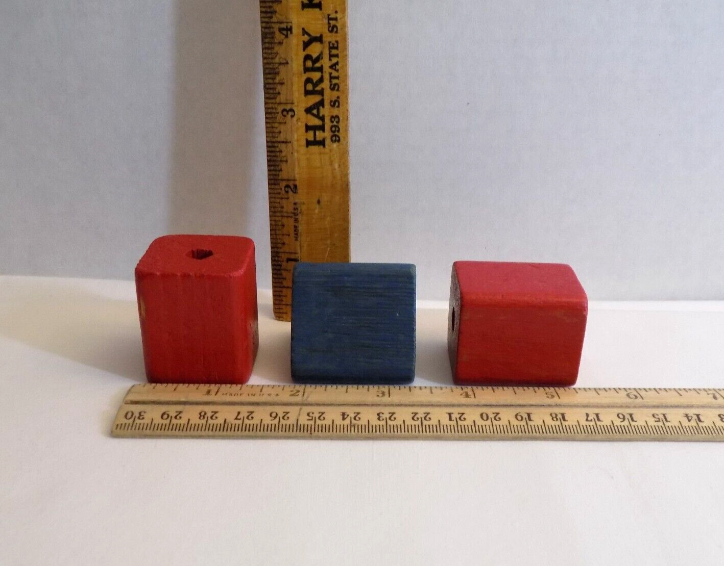 6 Vtg Wooden Building Block Toy Color Wood Shapes Cylinder Rectangle ...