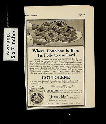 1905 Cottolene Shortening Doughnuts Vintage Print Ad 14397 | eBay