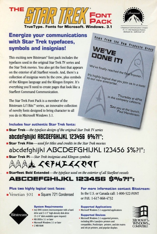 Official "Star Trek" Font Pack (1992) | eBay UK