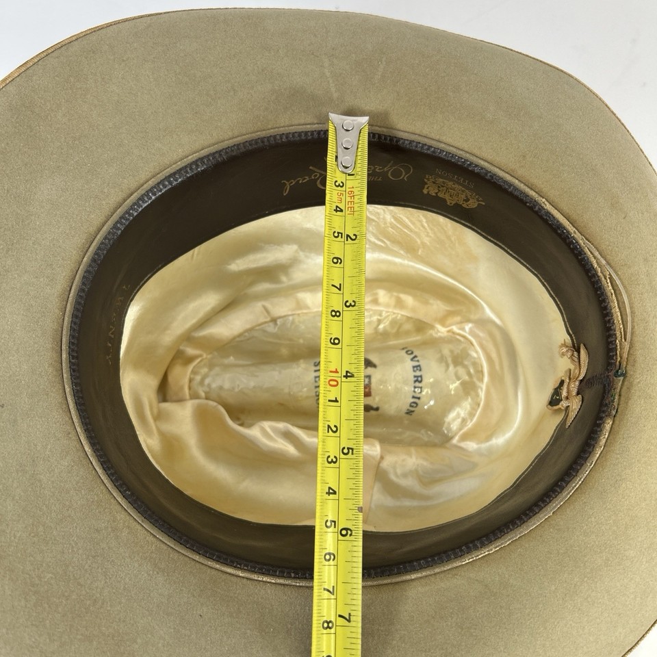 Vintage Stetson 6-7/8 Sovereign Open Road Deluxe Tan Hat Red Feather ...