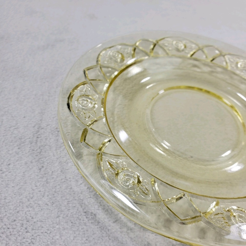 7 VTG 1930's Federal Depression Glass Rosemary Amber Dutch Rose 6 ...
