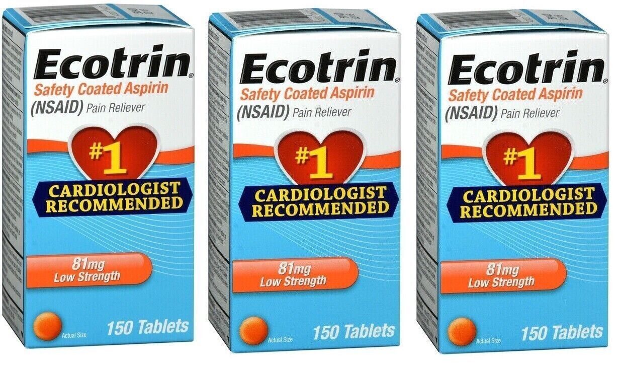 (3-PACK) Ecotrin Low Strength Aspirin 81mg Low Strength 150 Tablets 6D ...