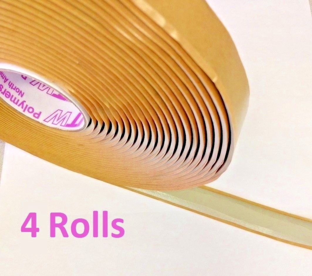 4 Rolls of 30' Butyl Putty Tape Weather sealant- doors, windows etc. 3/ ...