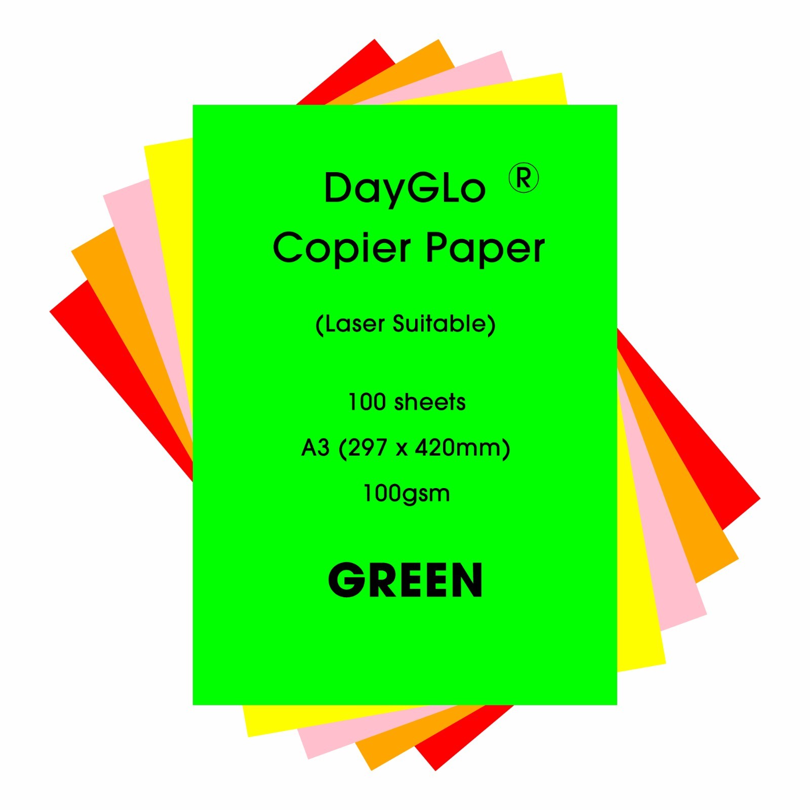 Dayglo Fluorescent 100gsm A3 paper, 100 sheets, Green | eBay