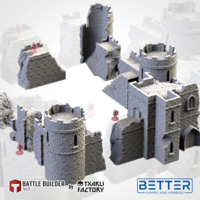 Castle Ruins (28mm, 15mm Scale) 3d printed Tabletop Wargaming Terrain ...