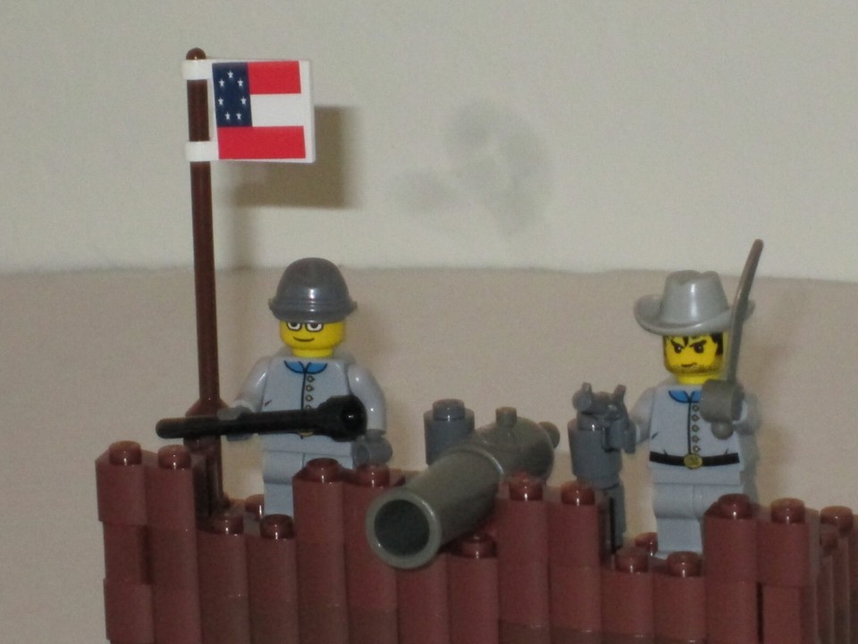 Civil War Confederate Themed Era 3 Minifig Army Mini-Fort Outpost ...