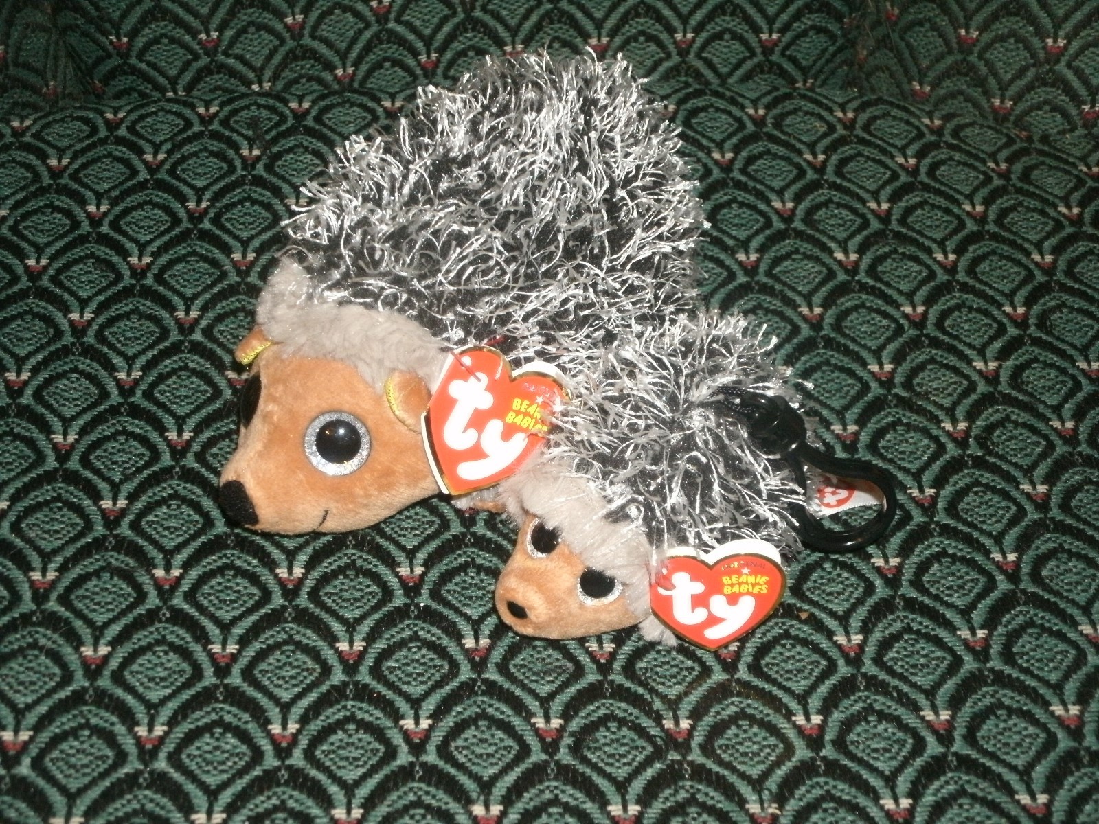 TY BEANIE * SPIKE * 6" Hedgehog & CLIP * Retired *RARE* HTF * MWMT ...