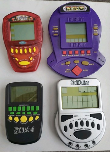 4 Handheld Electronic Pocket Travel Card Games Poker, Solitaire ...