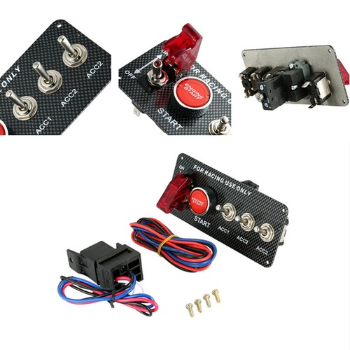 12V Car Red Button Racing Toggle Panel Racing Ignition Button Engine ...