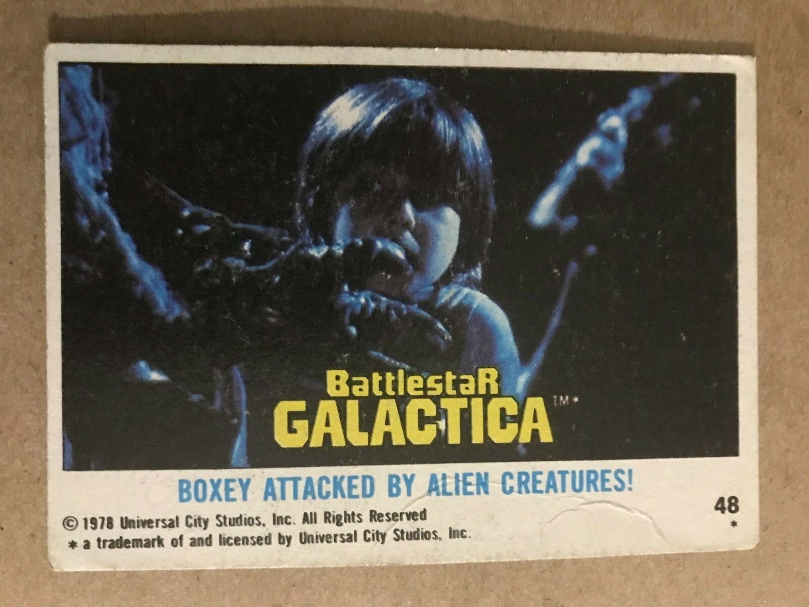 1978 Battlestar Galactica card Boxey Attacked By Alien Creatures! #48 ...