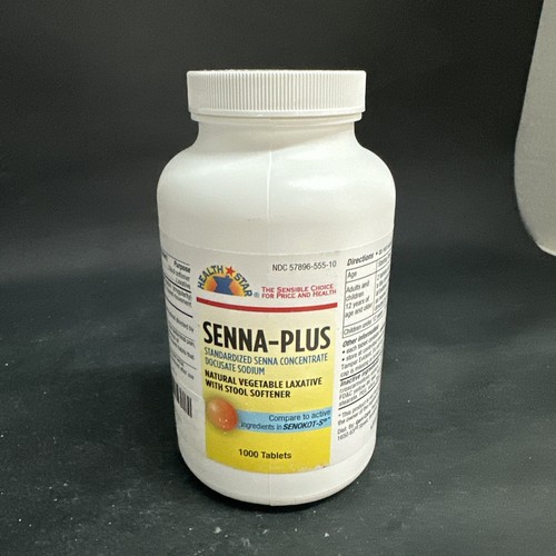 Senna Plus Laxative & Stool Softener Tablets 50mg / 8.6mg. 1000ct. Exp ...