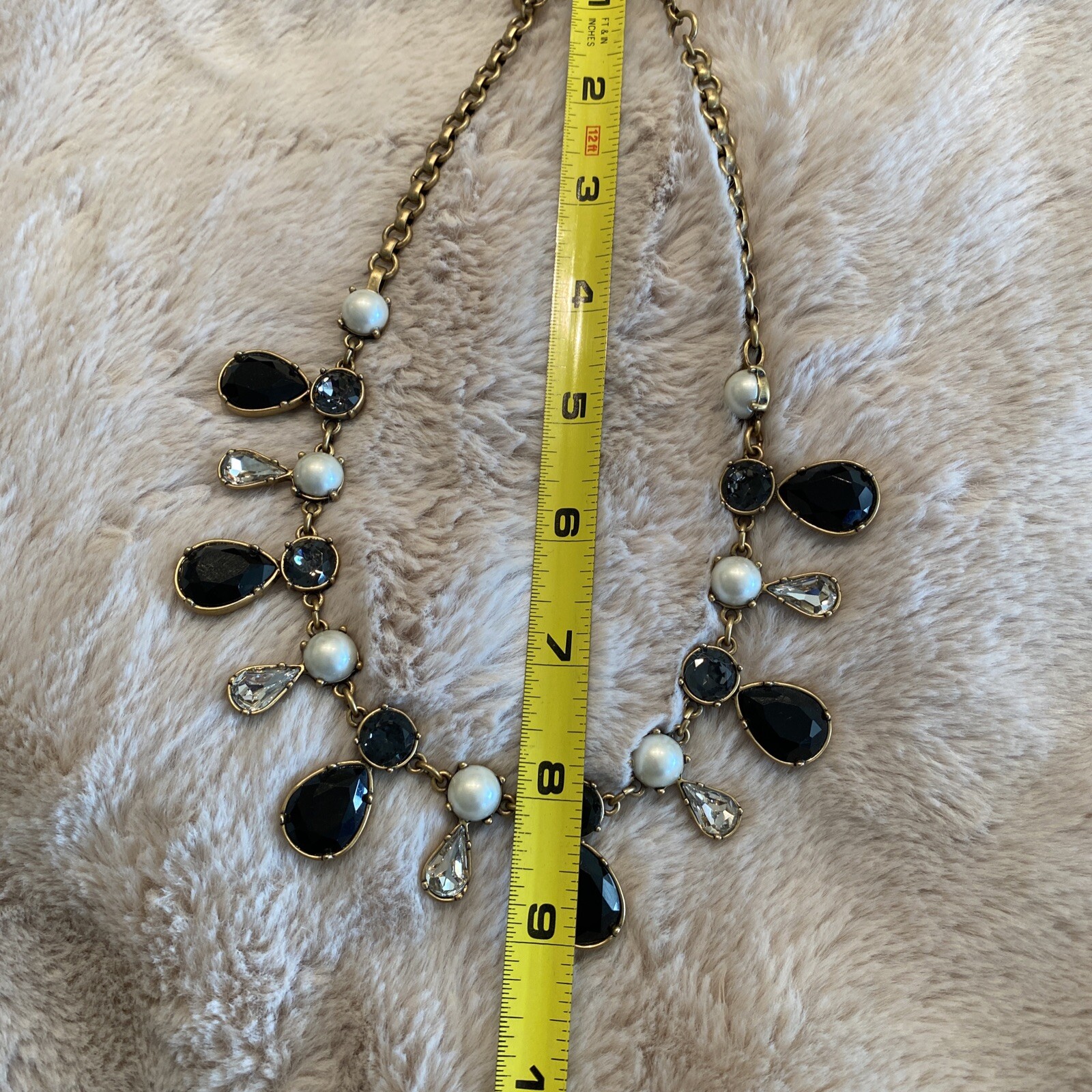 J. CREW Gold Faux Pearl Black & Grey Rhinestone Drop … - Gem