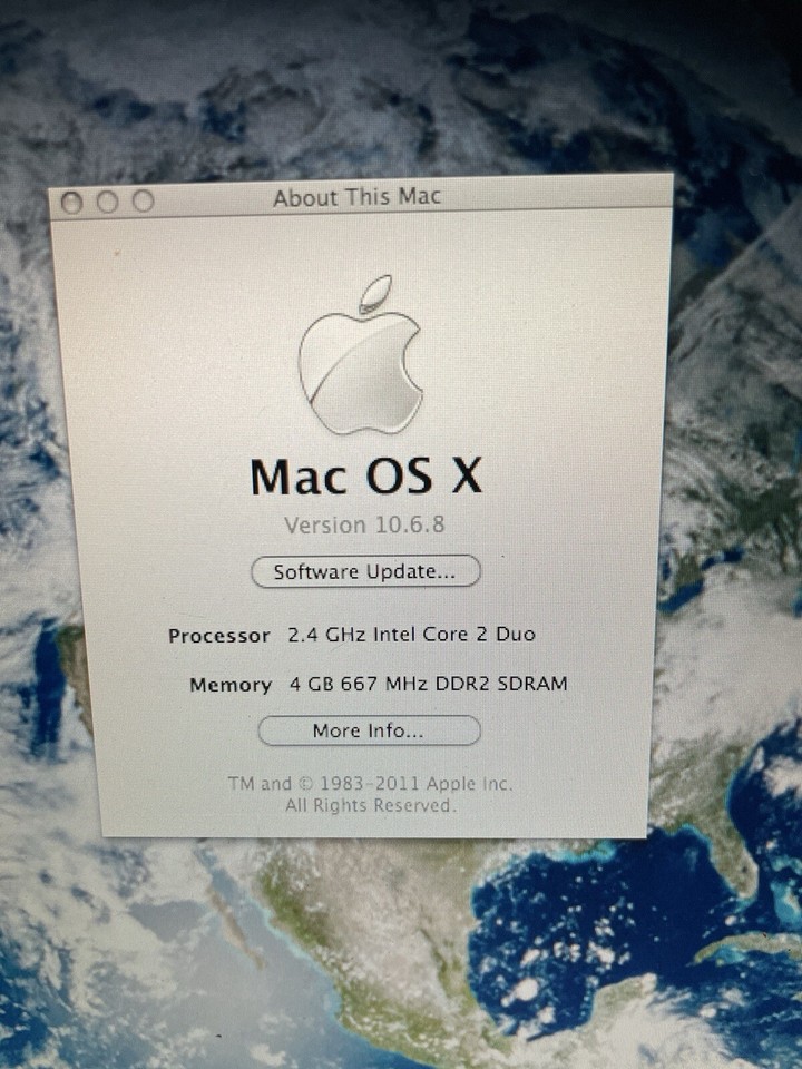 Apple MacBook Pro 17" Intel Core 2 Duo 2.4GHz 4GB RAM Matte A1229 Late ...