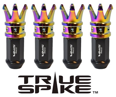 32 TRUE SPIKE FORGED STEEL LUG NUTS NEO CHROME CROWN SPIKES FOR FORD ...