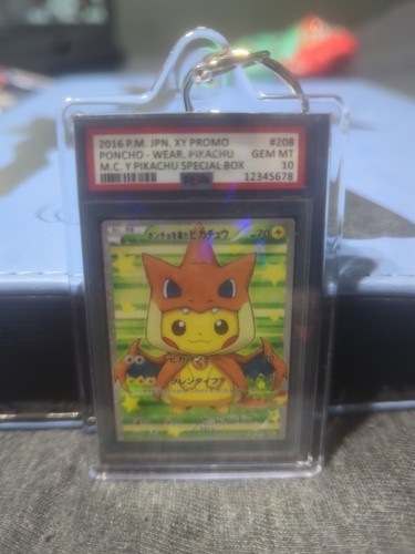 Charizard Poncho Pikachu PSA 10 Keychain | eBay