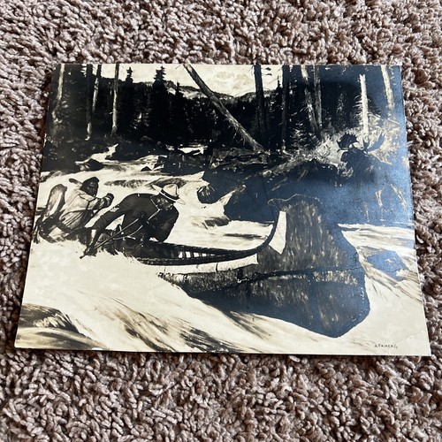 Arnold Friberg Lithograph "Out of the Northwest" Canoe Indian & Officer ...