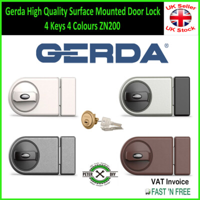 Gerda High Quality Surface Mounted Door Lock 4 Keys 4 Colours ZN200 ...