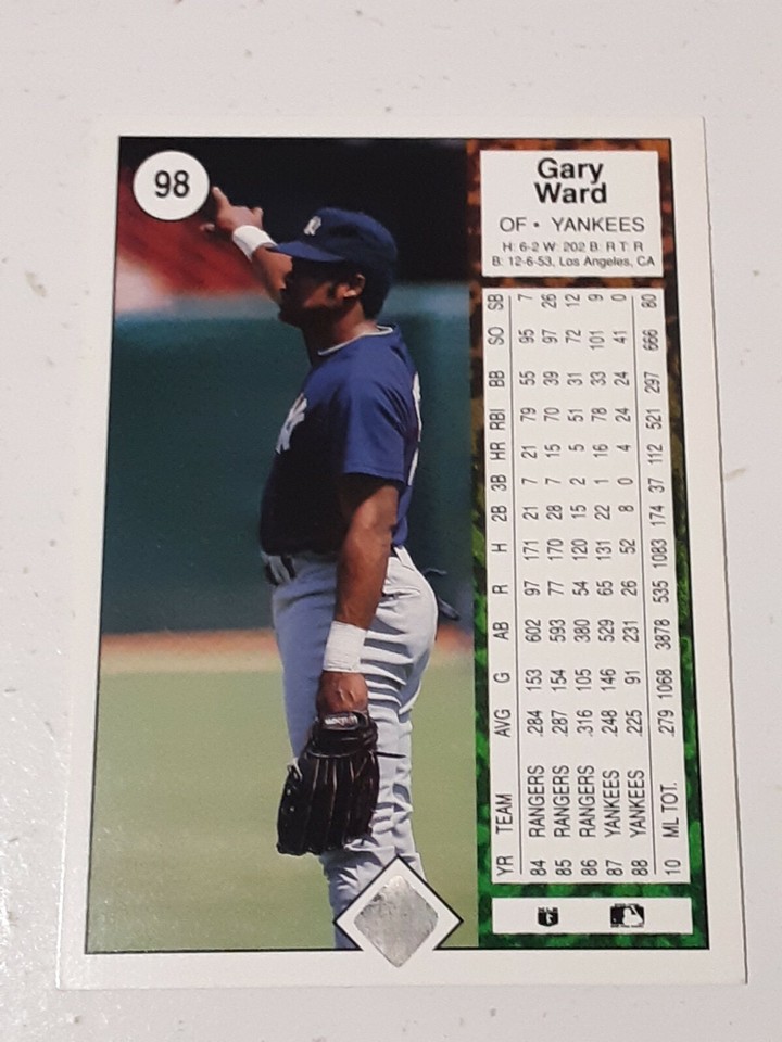 Gary Ward New York Yankees 1989 Upper Deck Autograph Card #98 READ ...