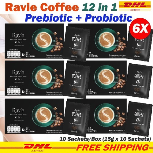 6x Ravie Instant Coffee Mix Powder 12in1 Weight Health Prebiotics ...