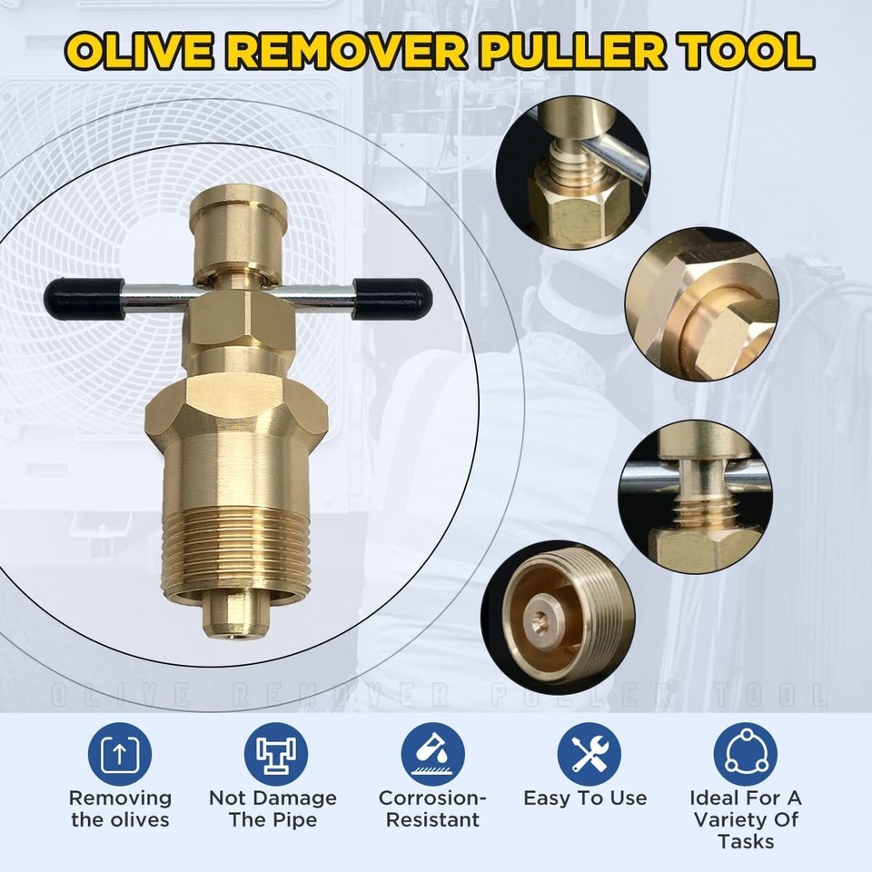 Olive Puller 1/2"&3/4" Inches Pipe Olive Remover Ferrule Solid Brass ...