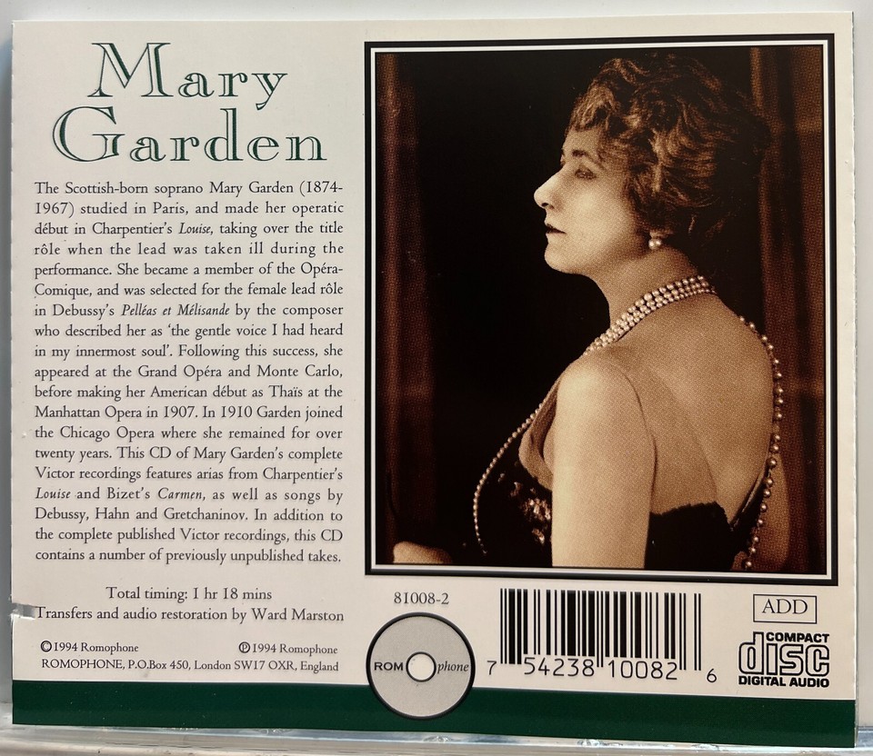 Mary Garden: The Complete Victor Recordings (1926-1929) (CD 1994 ...