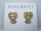 Nina Ricci Gold Plated Clip-on Earrings with Swarovski Crystals & NR ...