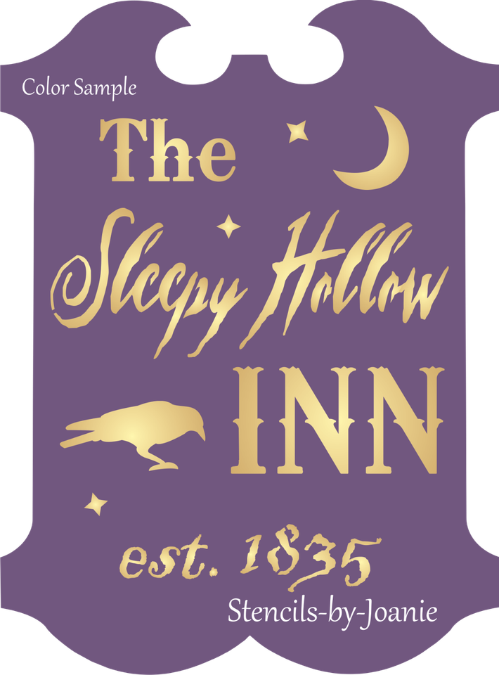 Sleepy Hollow Inn STENCIL Tavern Board shape Crow Moon Halloween DIY ...