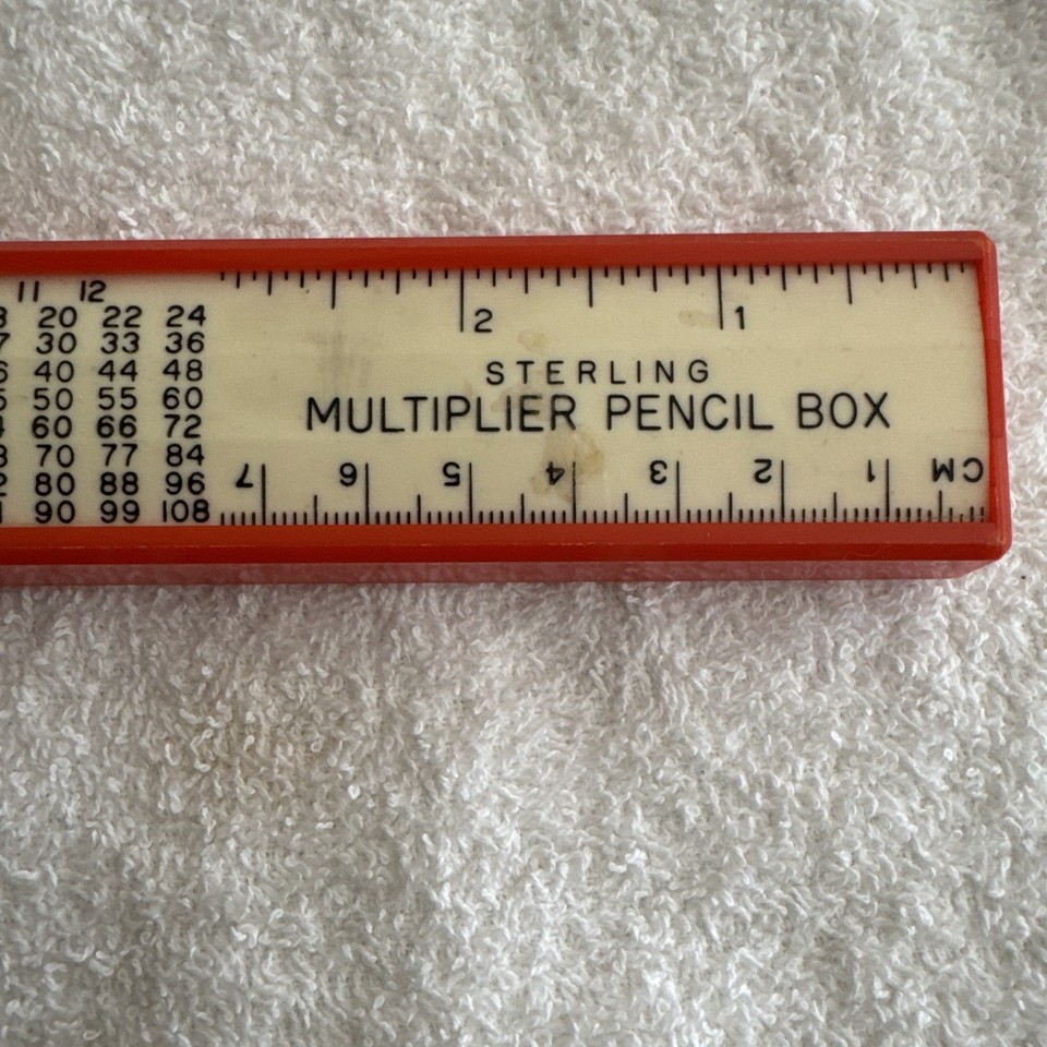 Vintage Sterling Multiplier Pencil Box, Sharpener & Ruler, Red And ...