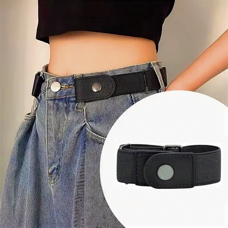 2PCS Invisible No Buckle Elastic Belt Buckle-Free Comfort Stretch Belt ...