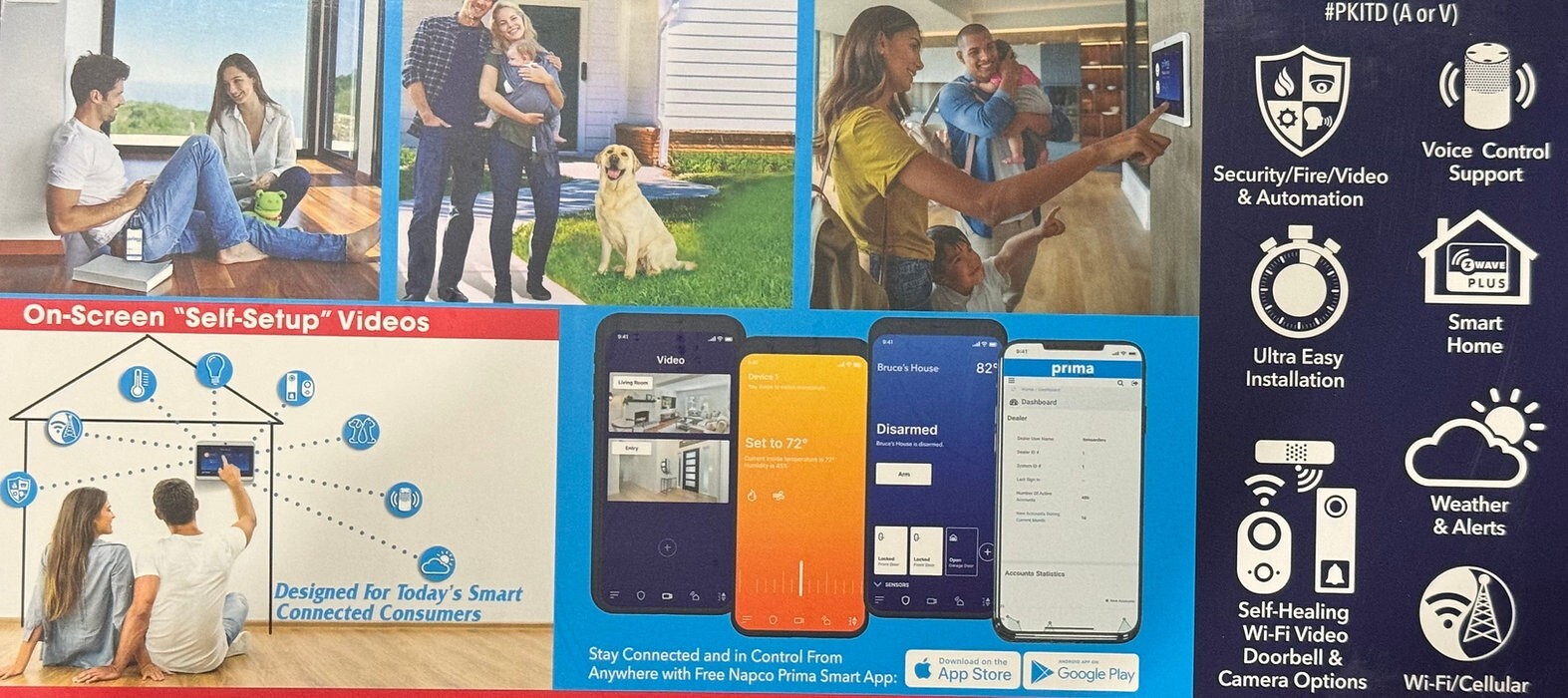 6-Piece Prima security system Kit with built-in Cellular module and HD ...