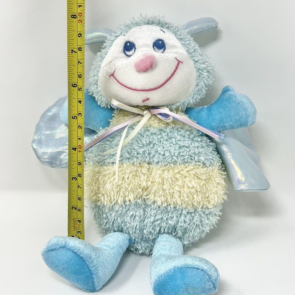 Yellow Blue Bumble Bee Smiling 10” Dandee Plush Soft Stuffed Animal ...