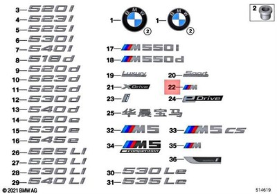 Genuine Front Fender M Emblem BMW G12 G30 G31 M550dX M550iX M760iX ...