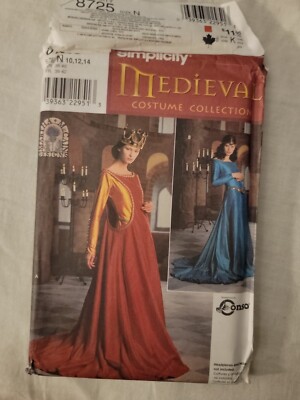 Simplicity Medieval Costume Pattern 8725 Misses Sz 10 12 14 Surcote ...