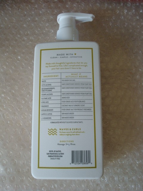 NATIVE CURL CARE HAIR CONDITIONER - COCONUT MILK & TURMERIC 16.5OZ ~NEW ...