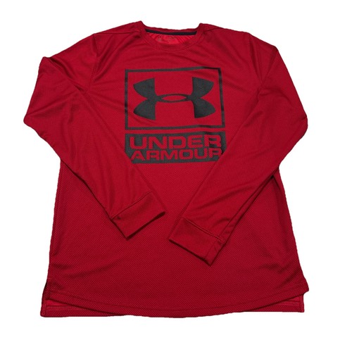 Boys Under Armour Long Sleeve Shirt Top Youth XL Red Gym Running Tee | eBay