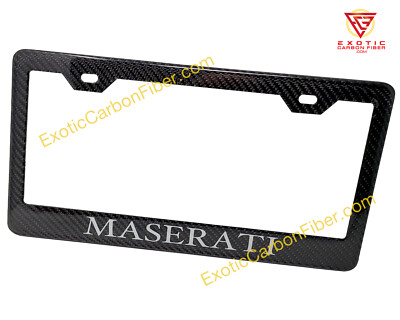 Maserati Silver Text Only 2 Hole Carbon Fiber Plate Frame | eBay