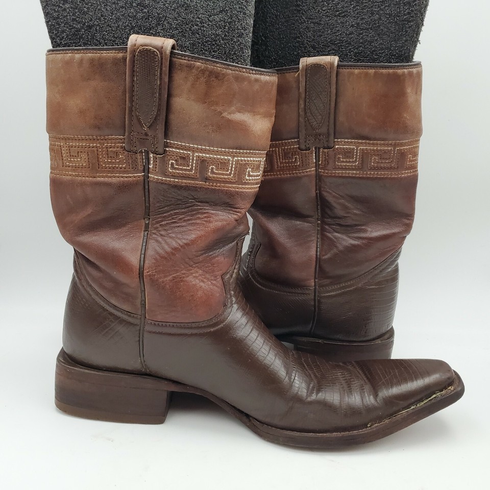 Rudel Western Cowboy Brown Pig Skin Leather Boots Mens Size 7 EE | eBay