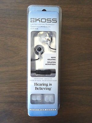 New KOSS Noise Isolating Headphones - KEB30s - Black/Silver | eBay