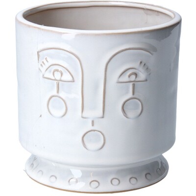 Face Flower Pot Ceramic Medium White With Imprint by Gisela Graham | eBay